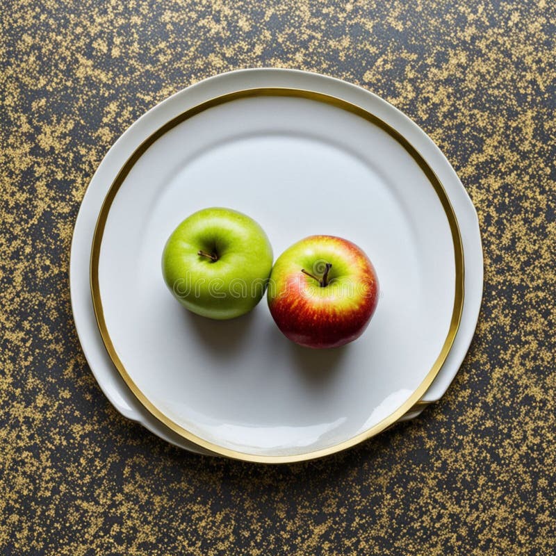 Apple Picture on a Plate by AI Generated Stock Illustration ...