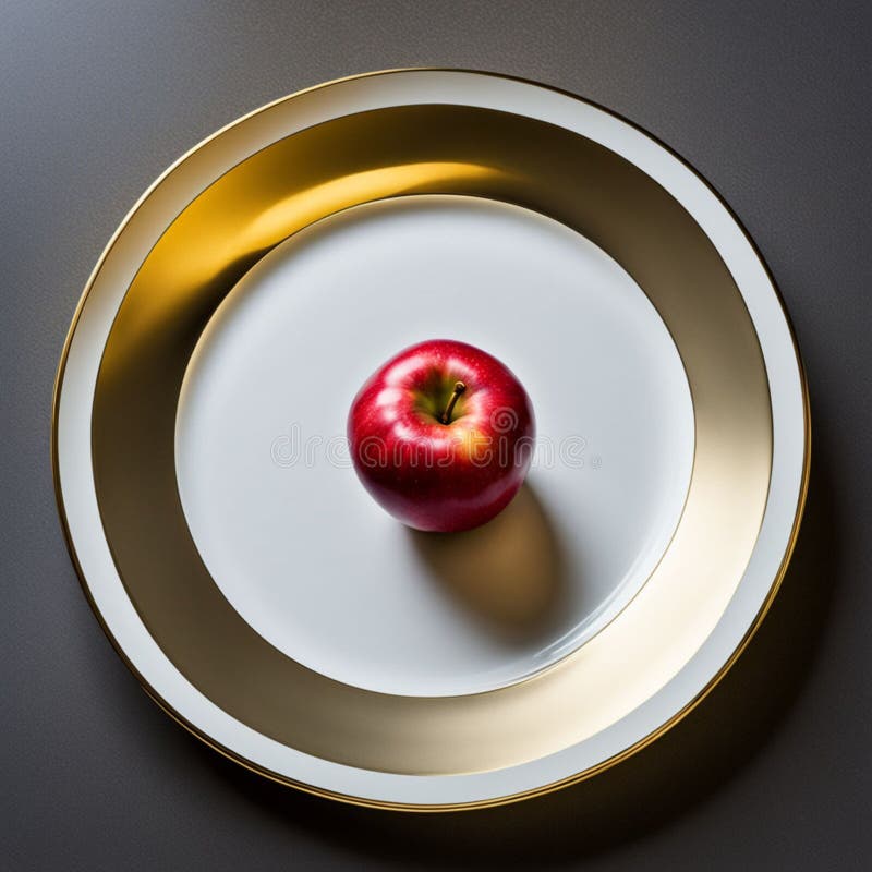 Apple Picture on a Plate by AI Generated Stock Illustration ...