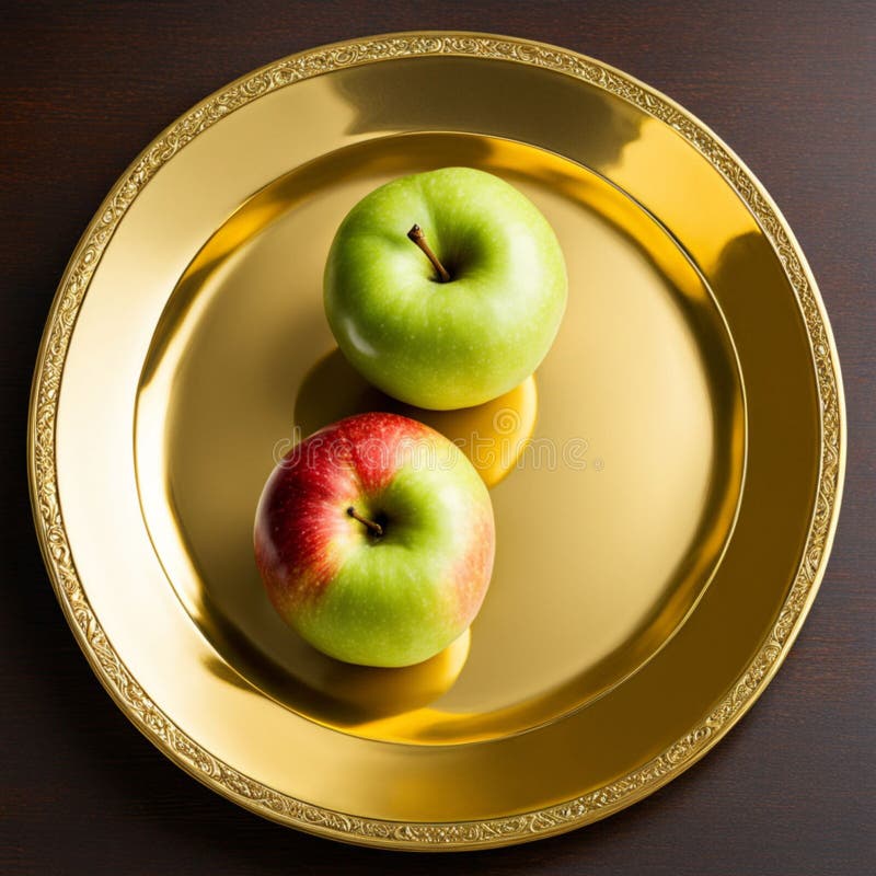 Apple Picture on a Plate by AI Generated Stock Illustration ...