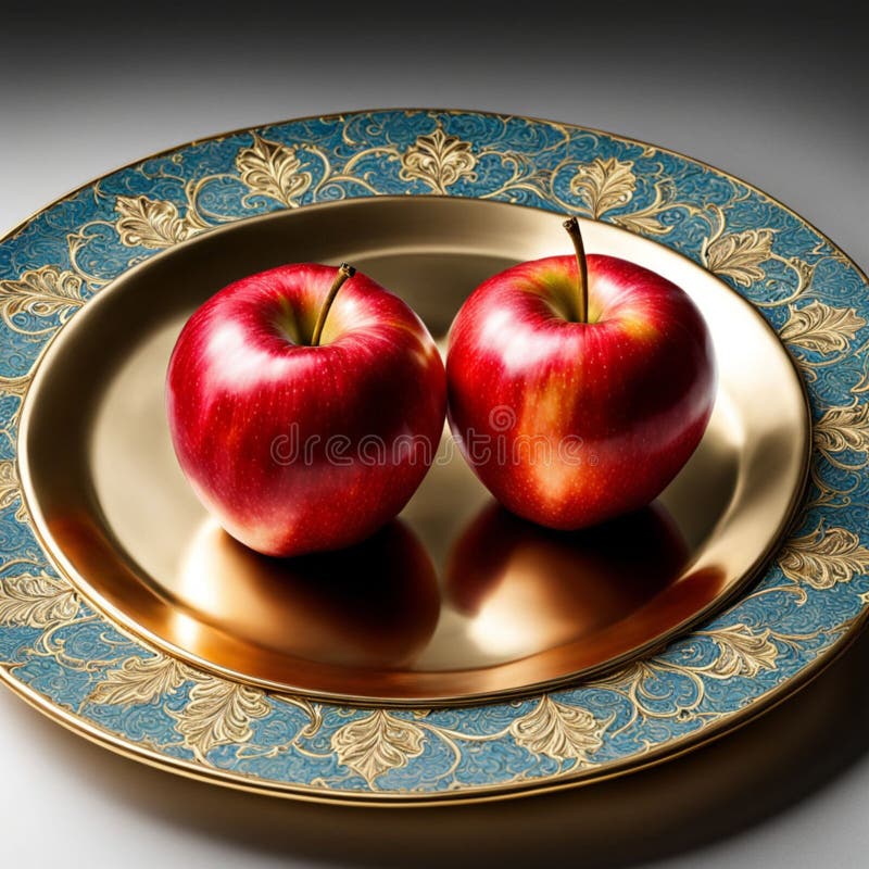 Apple Picture on a Plate by AI Generated Stock Illustration ...