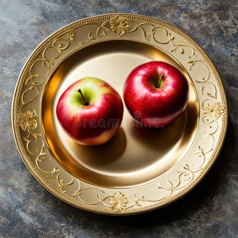 Apple Picture on a Plate by AI Generated Stock Illustration ...