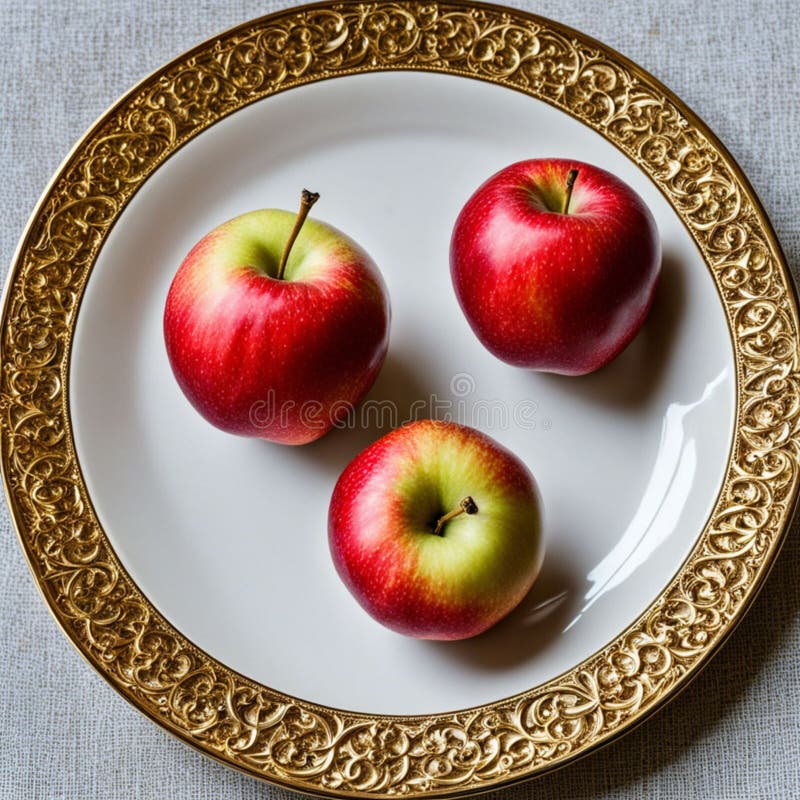 Apple Picture on a Plate by AI Generated Stock Illustration ...