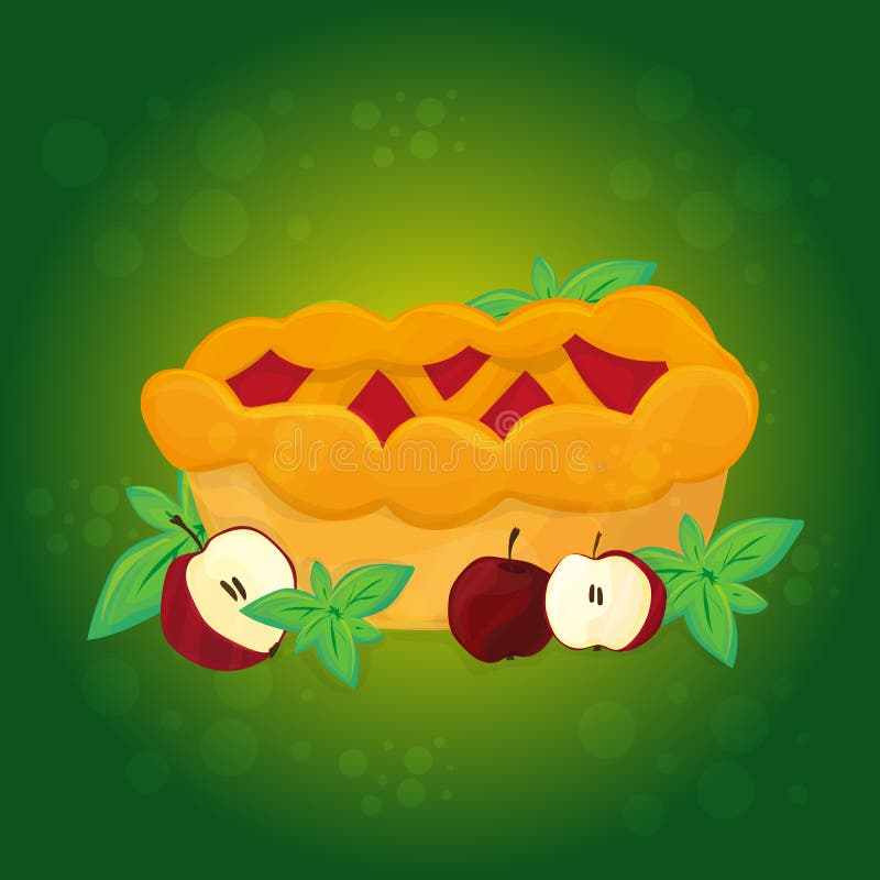 Apple Pie and Apples - Vector Cartoon Illustration Stock Vector ...