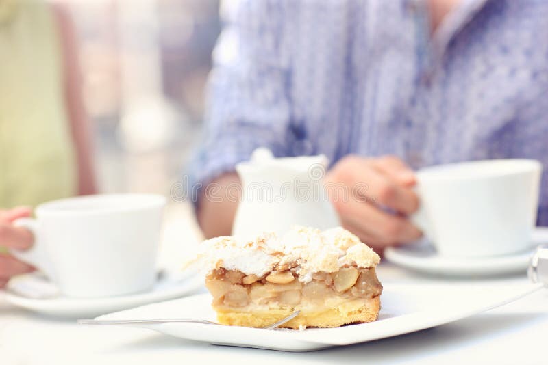 Apple pie in a cafe stock photo. Image of couple, restaurant - 41419584