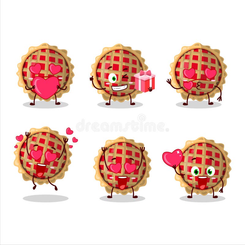 Apple Pie Cartoon Character with Love Cute Emoticon Stock Vector ...