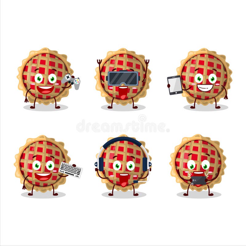 Apple Pie Cartoon Character are Playing Games with Various Cute ...