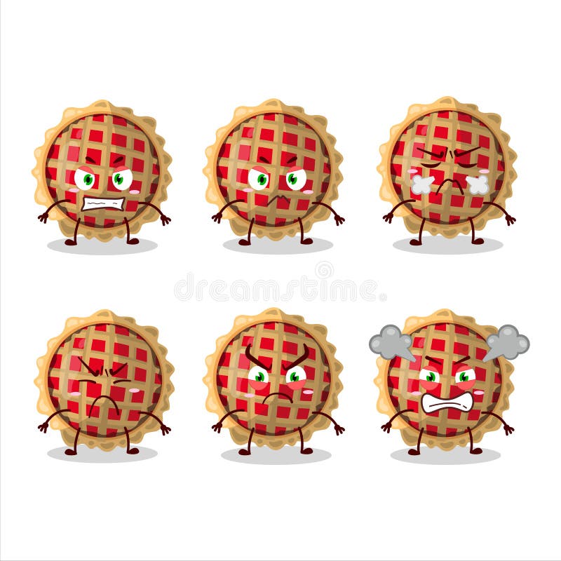 Apple Pie Cartoon Character with Various Angry Expressions Stock ...