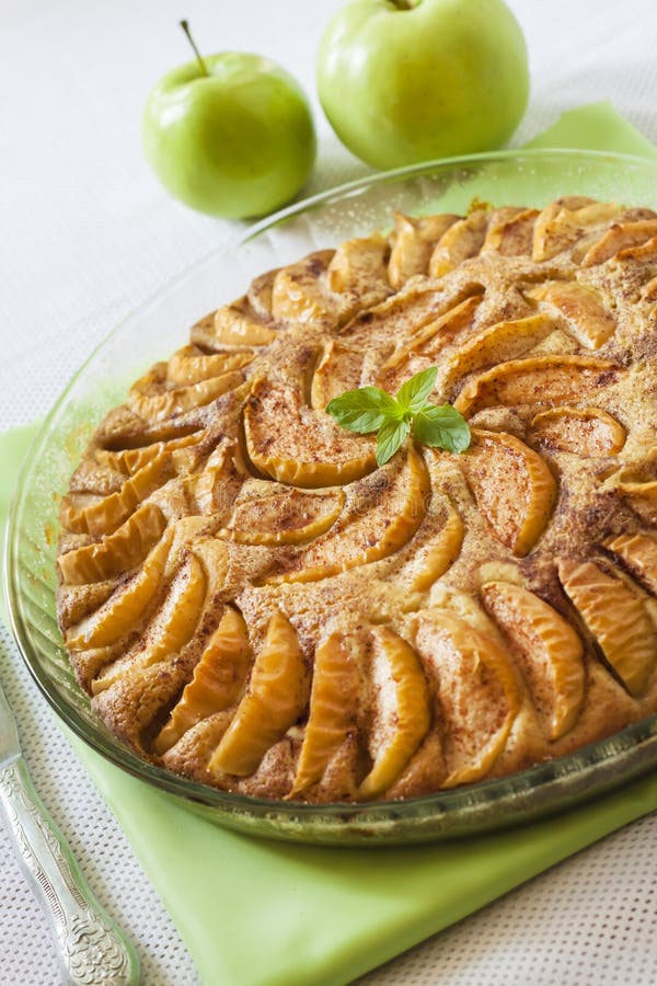 Apple Pie with Cinnamon and Ground Almonds Stock Image - Image of baked ...