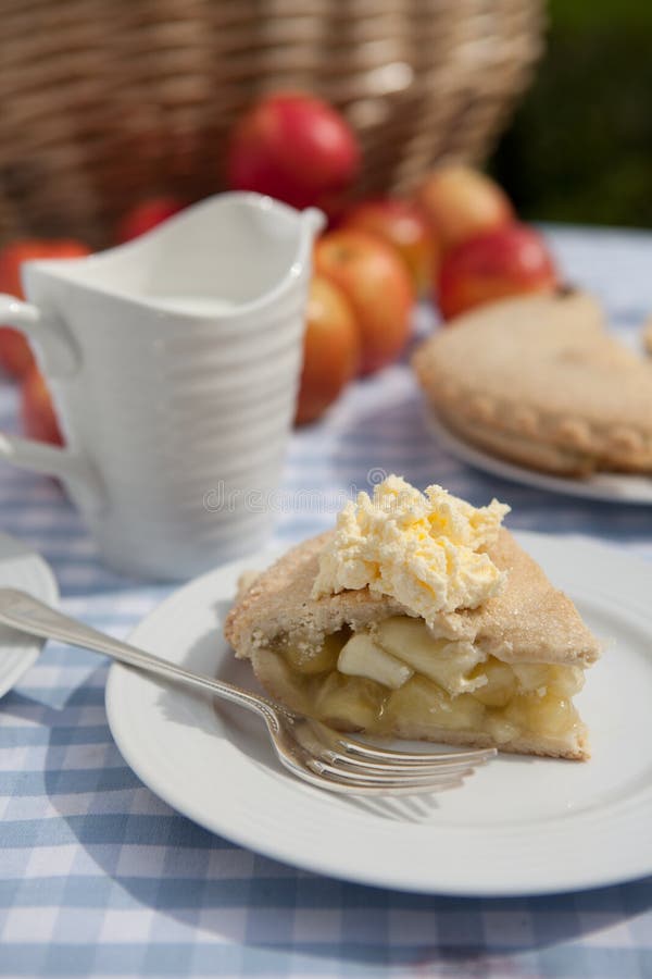 Apple Pie with cream stock photo. Image of crust, home - 30013640