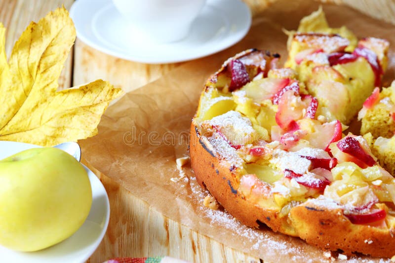 Apple pie cut into pieces stock photo. Image of tasty - 36457544