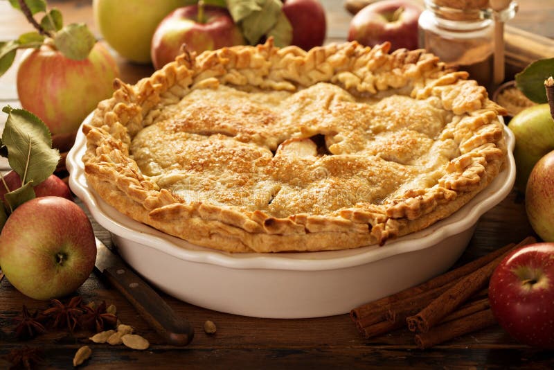 Apple Pie Decorated with Fall Leaves Stock Photo - Image of cooking ...