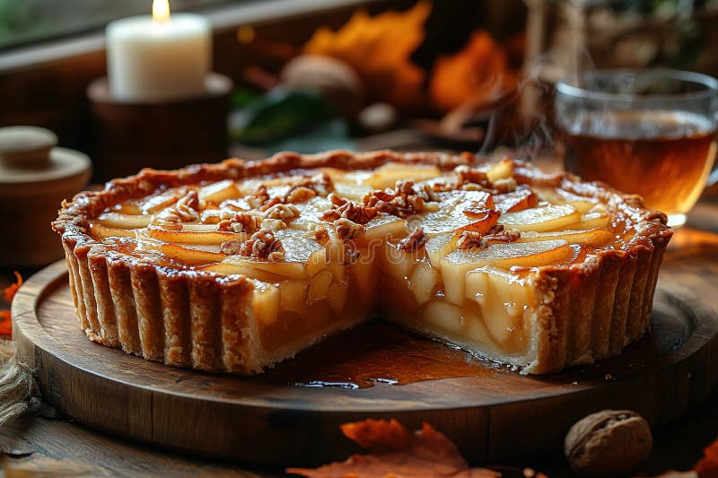 Apple Pie Decorated with Lattice Overhead Shot, Fall Baking Concept ...