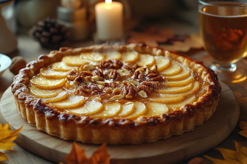 Apple Pie Decorated with Lattice Overhead Shot, Fall Baking Concept ...