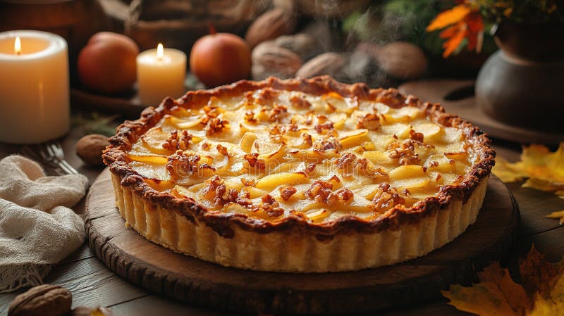 Apple Pie Decorated with Lattice Overhead Shot, Fall Baking Concept ...