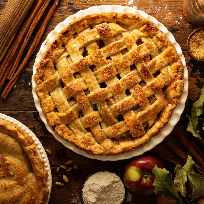 Apple Pie Decorated with Lattice Stock Photo - Image of cooked, cake ...