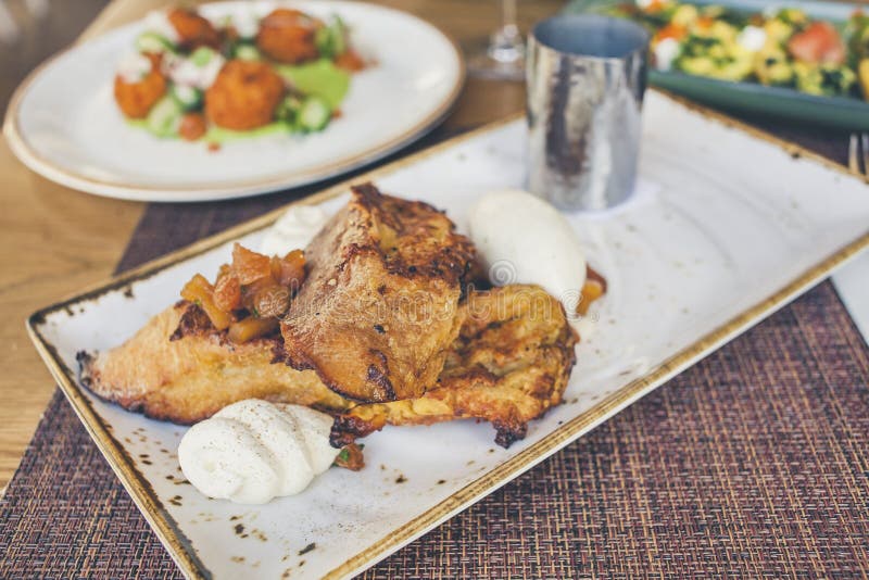 Brunch Dish at Restaurant with Breakfast Items Stock Image - Image of ...