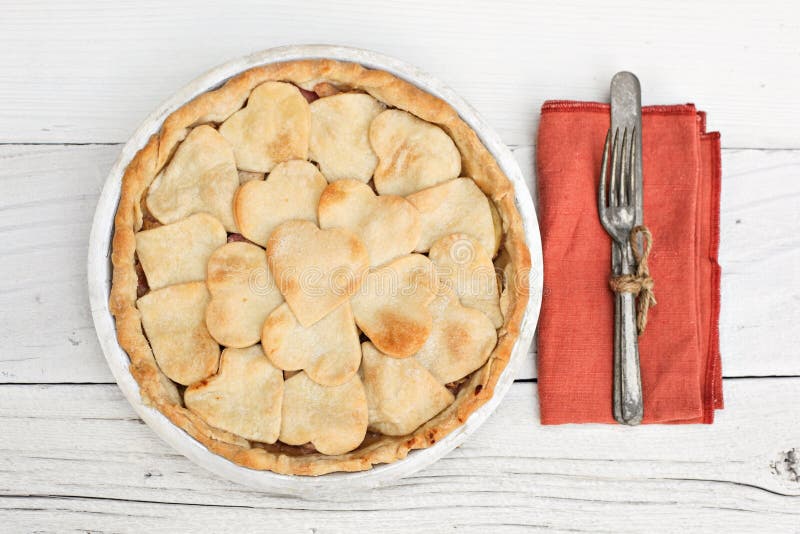 Apple Pie with Heart Shaped Crust Topping with Chalkboard Stock Image ...