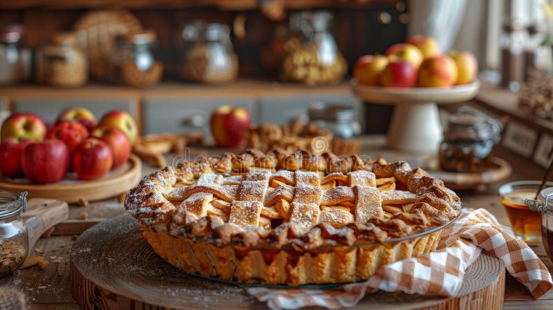 An Apple Pie on a Kitchen Counter Stock Image - Image of gourmet, cozy ...