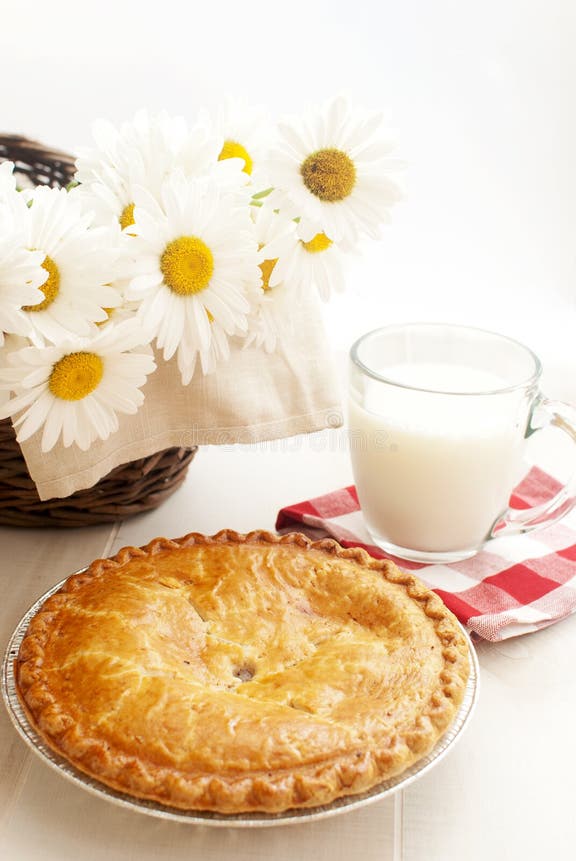 Apple pie and milk stock image. Image of herbs, drink - 25682771