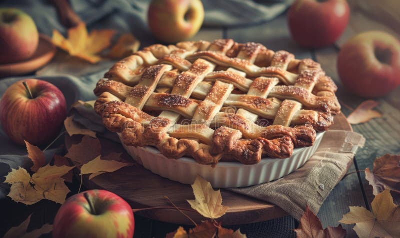 Apple Pie on a Rustic Wooden Table Stock Photo - Image of tart, baking ...