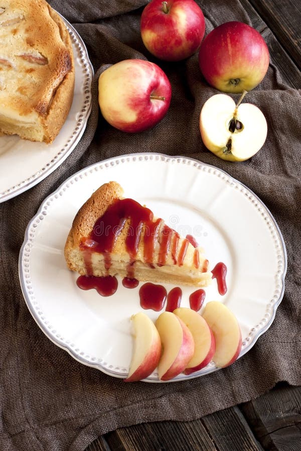 Apple Pie Served with Red Syrup Stock Image - Image of butter, autumn ...