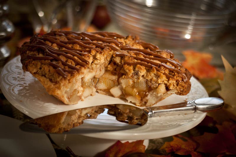 Apple Pie on a Serving Plate Stock Photo - Image of lunch, appetite ...