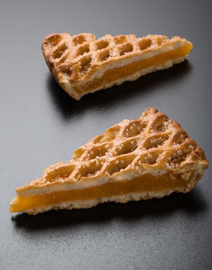 Apple Pie Slice on Black Table Stock Photo - Image of apple, homemade ...