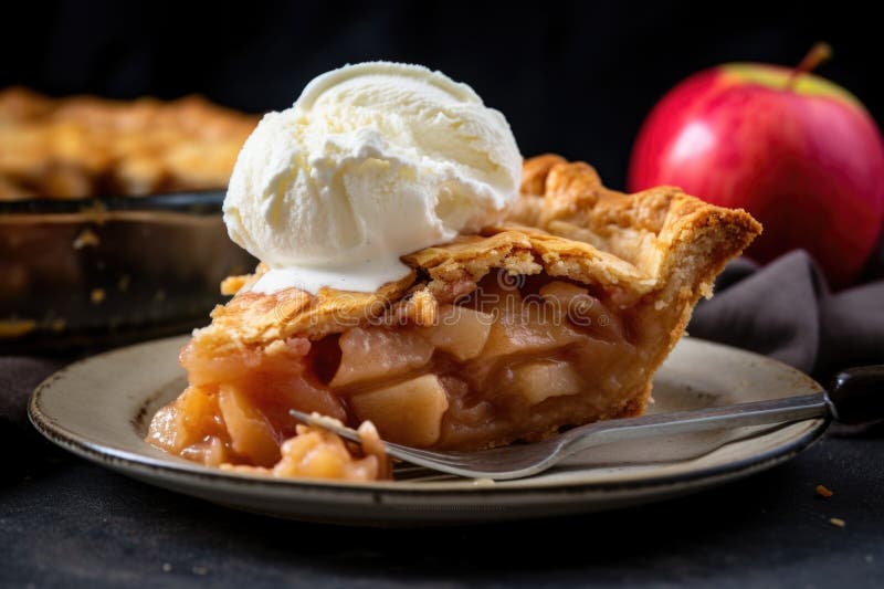 Apple Pie Slice with a Fork Digging in Stock Illustration ...