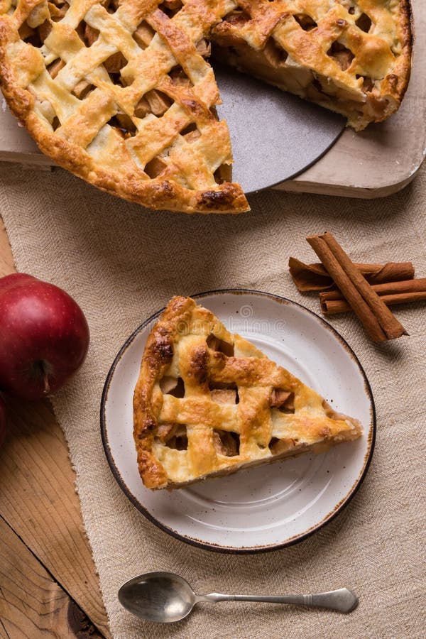 Apple Pie Slice on Rustic Setting Stock Image - Image of brown, baked ...