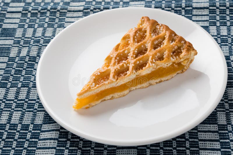 Apple Pie Slice on White Plate Stock Image - Image of sugar, gourmet ...