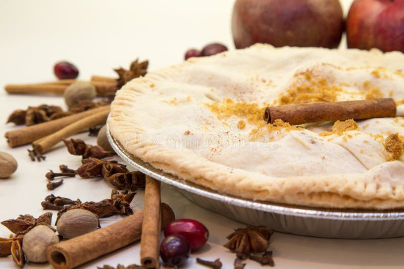 Apple Pie with Spices Partial Side Angle Stock Image - Image of anise ...