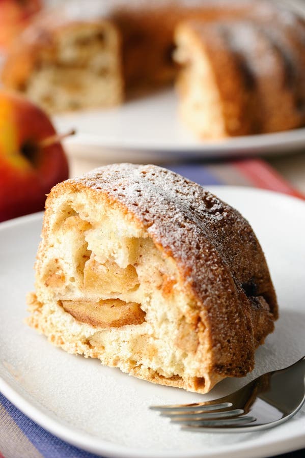 Apple Pie with Sugar Powder Stock Image - Image of homemade, piece ...