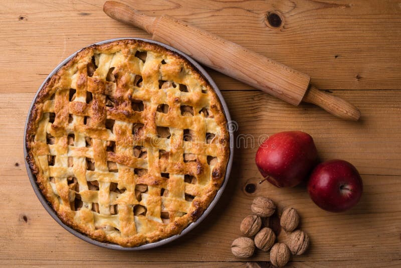 Apple pie on table stock photo. Image of slice, delicious - 78459478