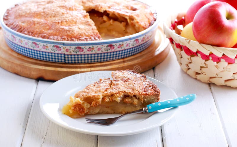 Apple pie in a tin stock photo. Image of treat, breakfast - 83735882