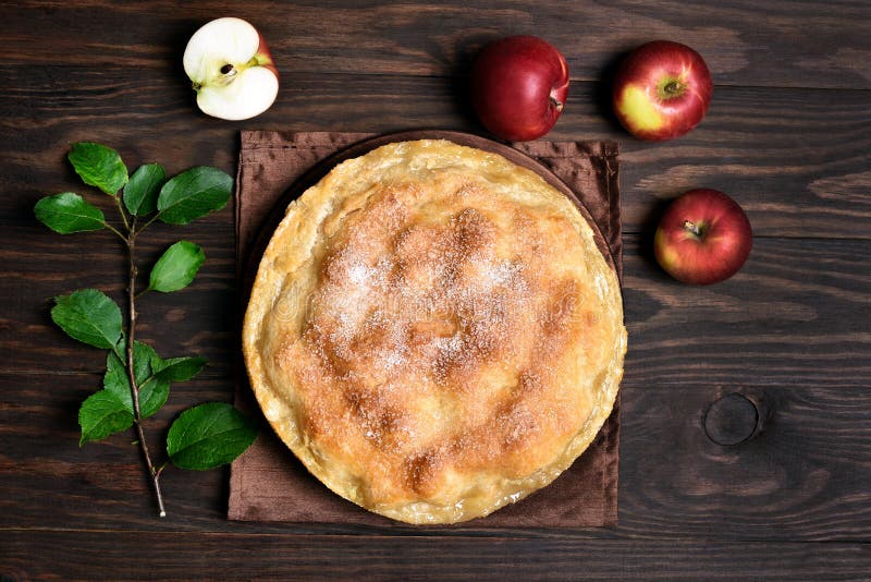 Apple pie, top view stock photo. Image of baked, country - 83200552