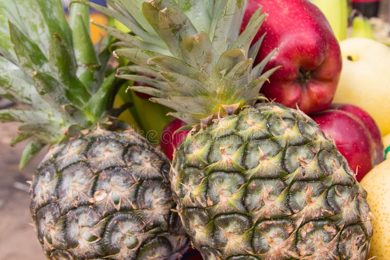 Apple, Pineapple, Mixed Fruit Stock Photo - Image of close, tropical ...