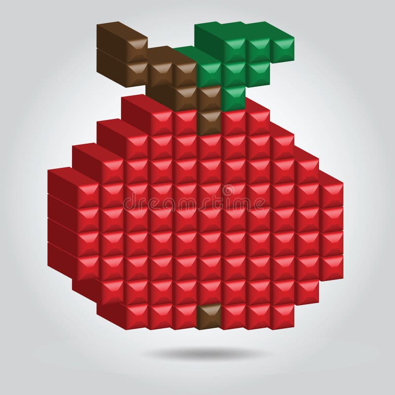 3d voxel apple tree stock illustration. Illustration of pixel - 74426165