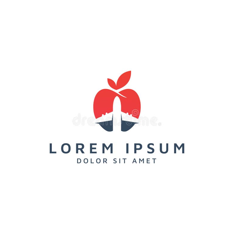 Apple and Plane Negative Space Logo Design Stock Vector - Illustration ...
