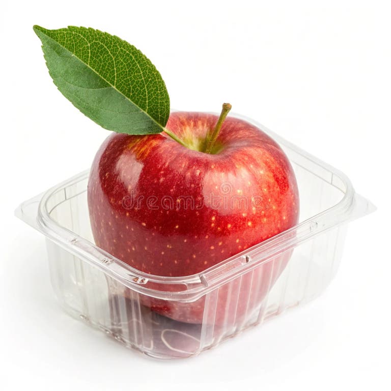 Apple in Plastic Container Isolated on Transparent Background Stock ...