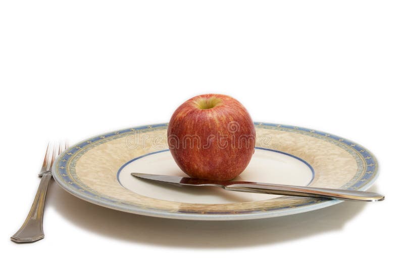 Apple on plate stock photo. Image of healthy, lonely - 26562550