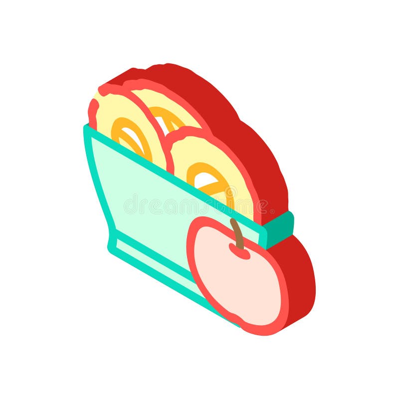 Apple Plate Isometric Icon Vector Illustration Stock Vector ...