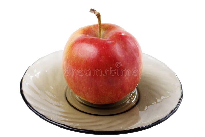 Apple on a Plate (sideways) Stock Photo - Image of harmony, glass: 13405382