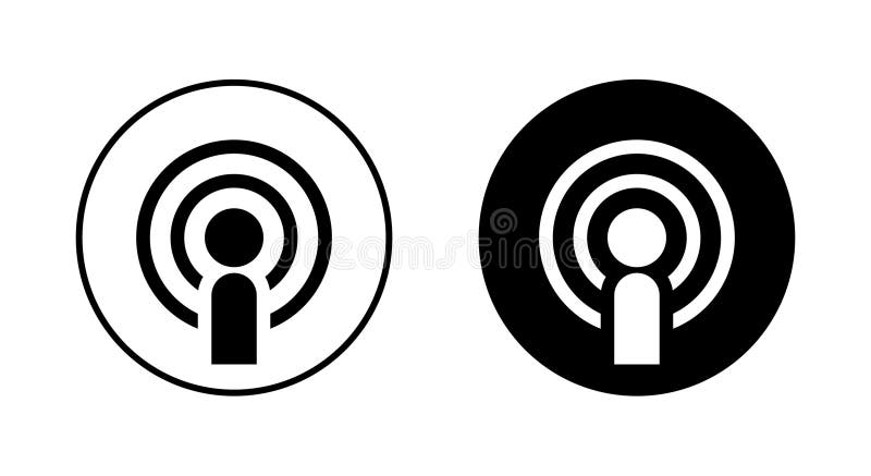 Apple Podcast Icon with Signal Wave. Broadcasting and Audio Streaming ...