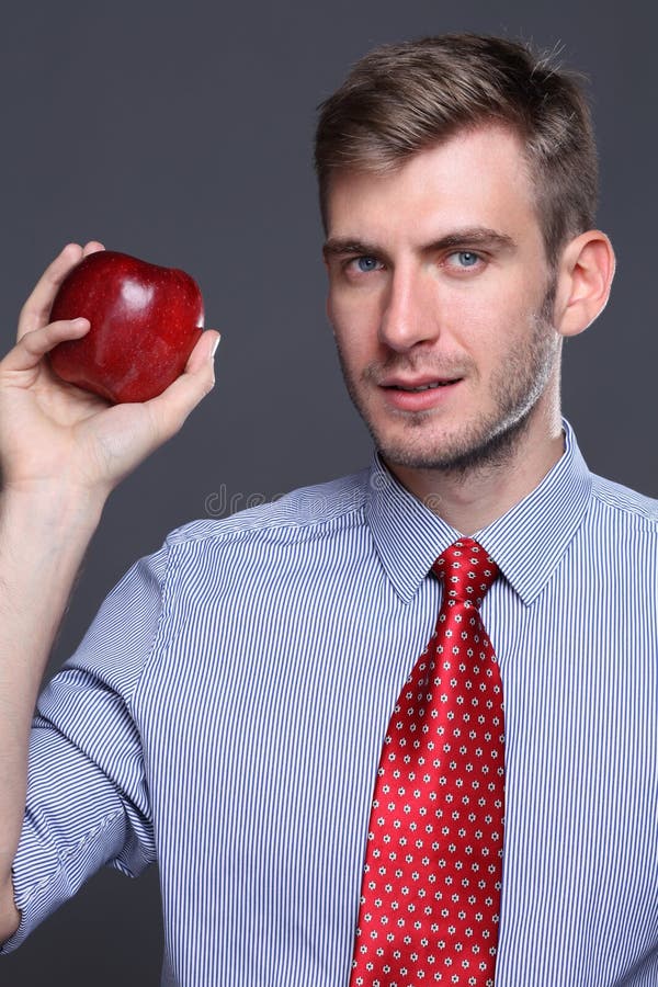 Apple, Portrait of Young Business Man Stock Image - Image of isolated ...