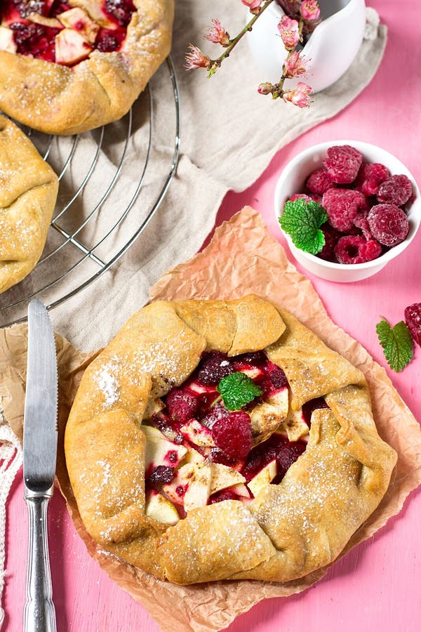 Apple Raspberry Tart Pie with Shortcrust Pastry Stock Photo - Image of ...