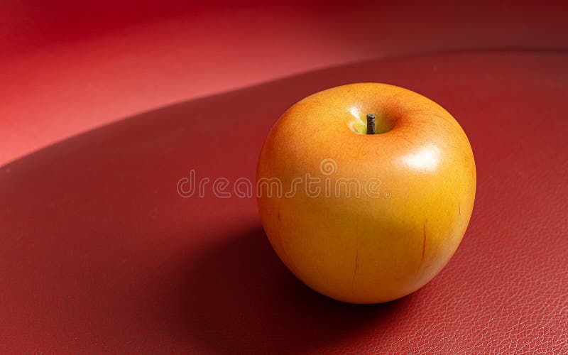 Apple on Red Background Low Light for Food Content Stock Photo - Image ...