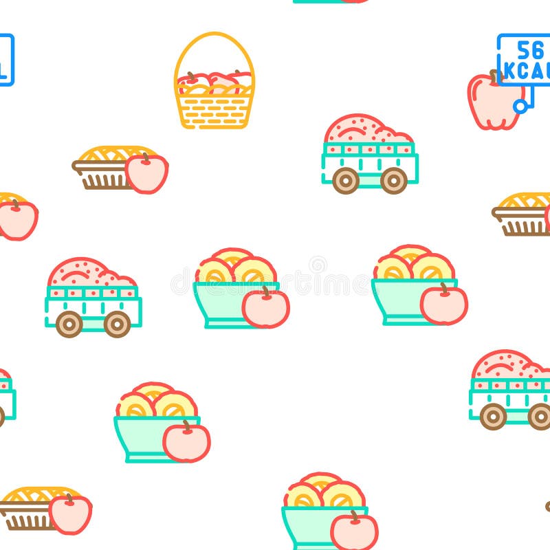 Apple Red Food Green Leaf Freash Vector Seamless Pattern Stock Vector ...