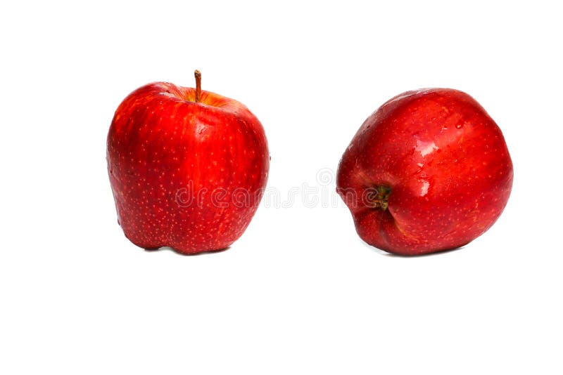 Apple Red Two and Water Drip on White Background with Copy Space Add ...