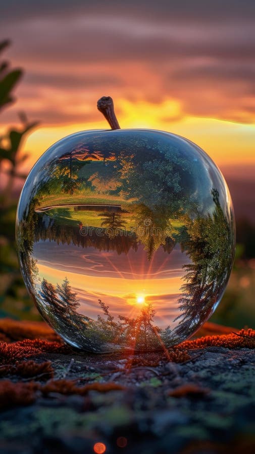 Apple Reflecting Sunset Forest Landscape Stock Photos - Free & Royalty ...