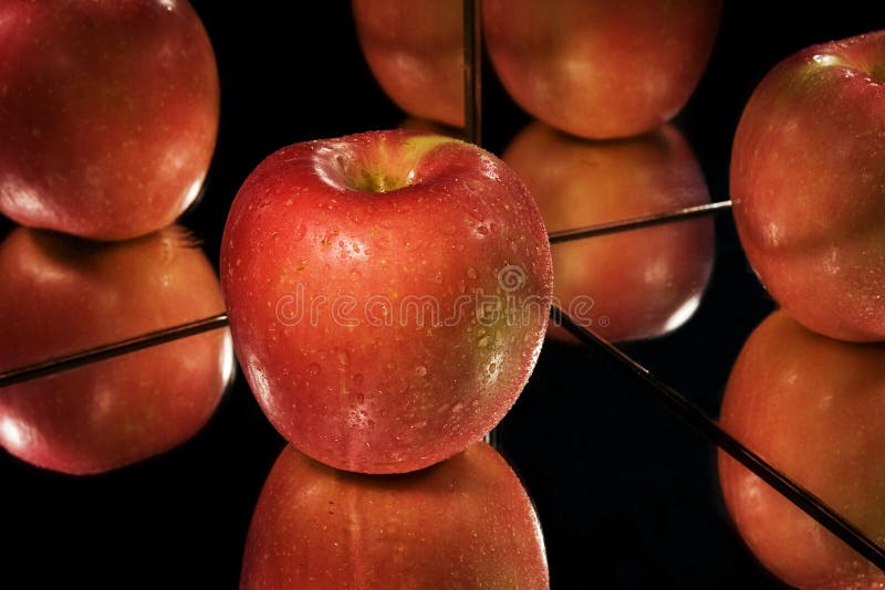 Apple, reflection. stock image. Image of black, water - 9151725